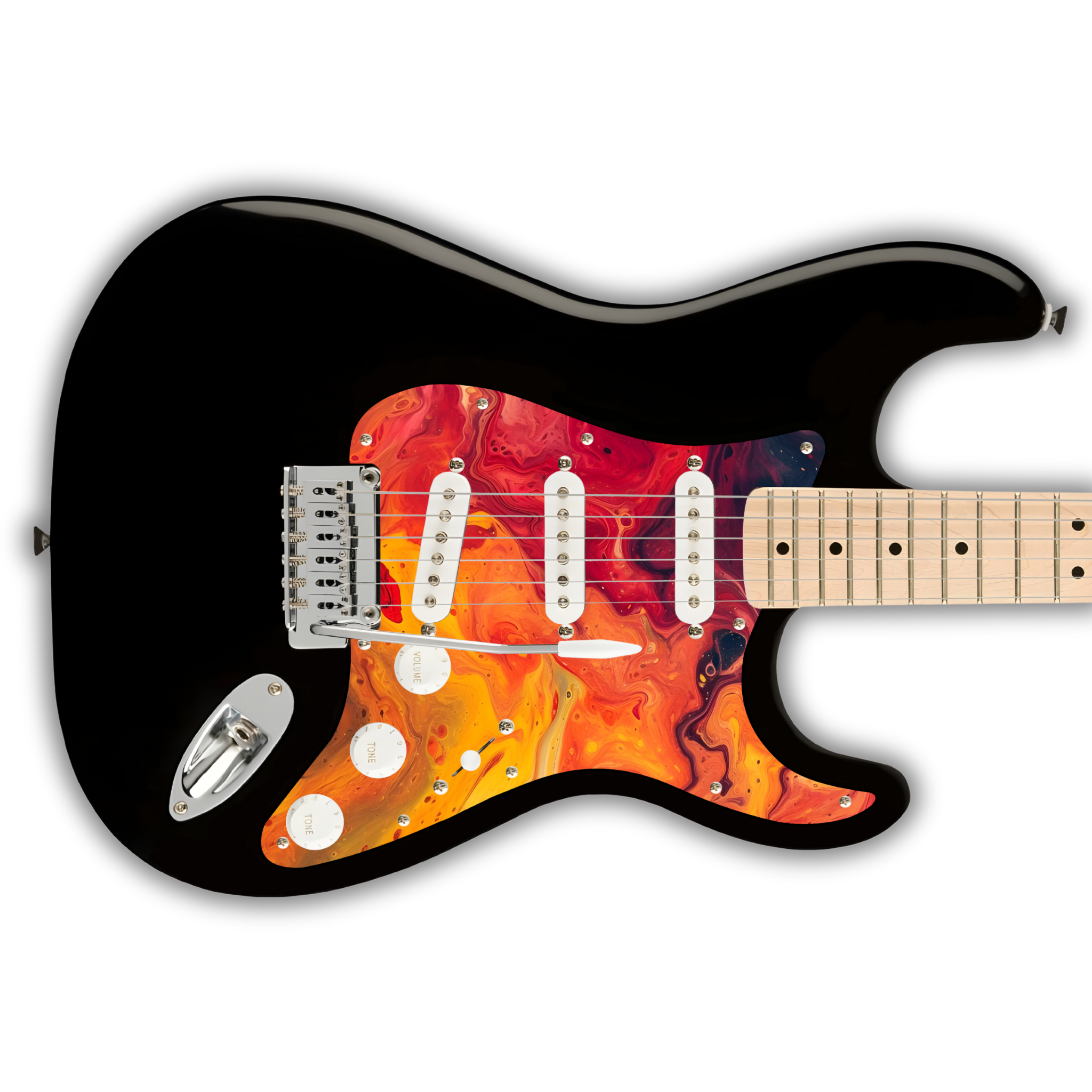 Right or Left Handed Guitar & Bass Pickguard | Swirls | Orange & Red ...